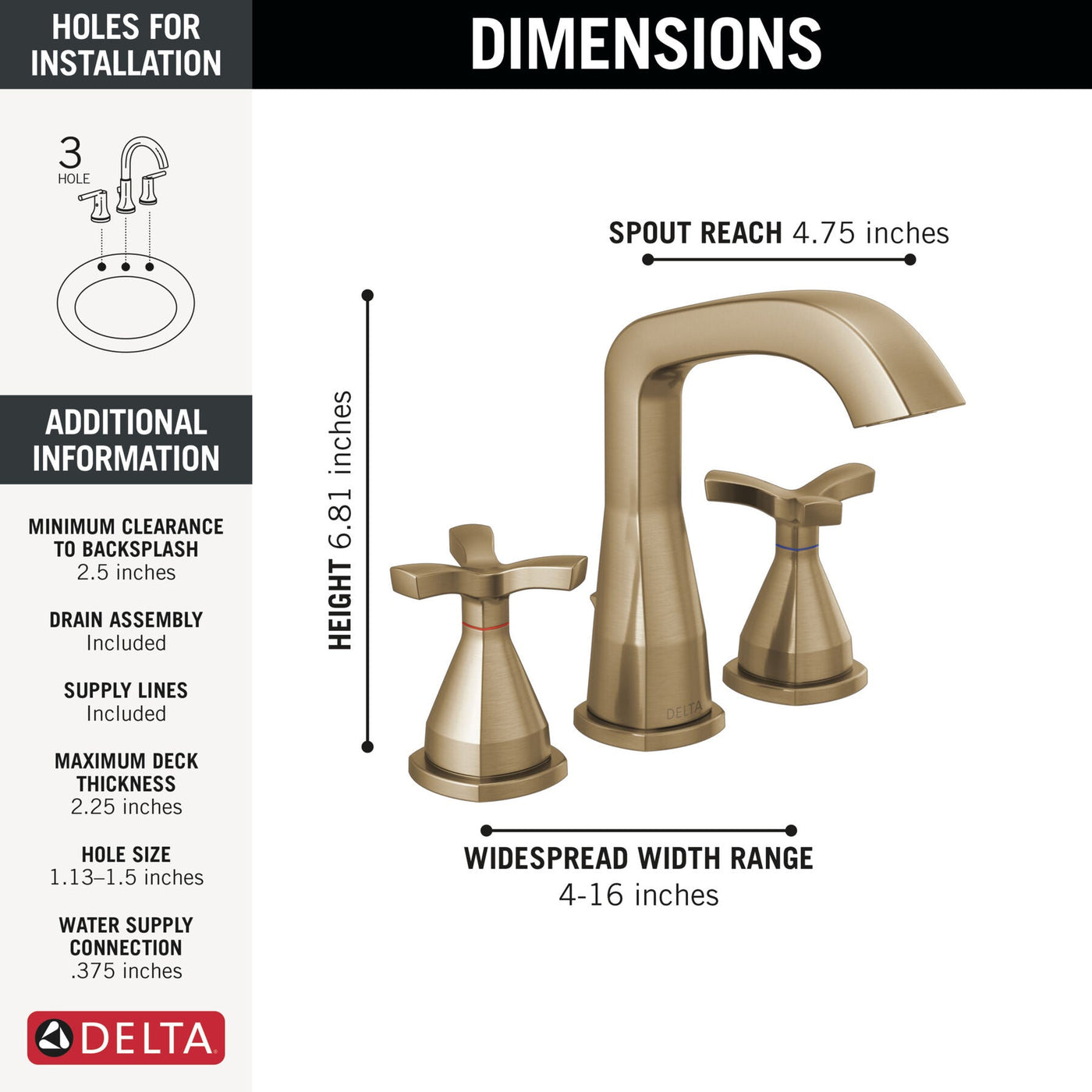 Delta Stryke Widespread Faucet