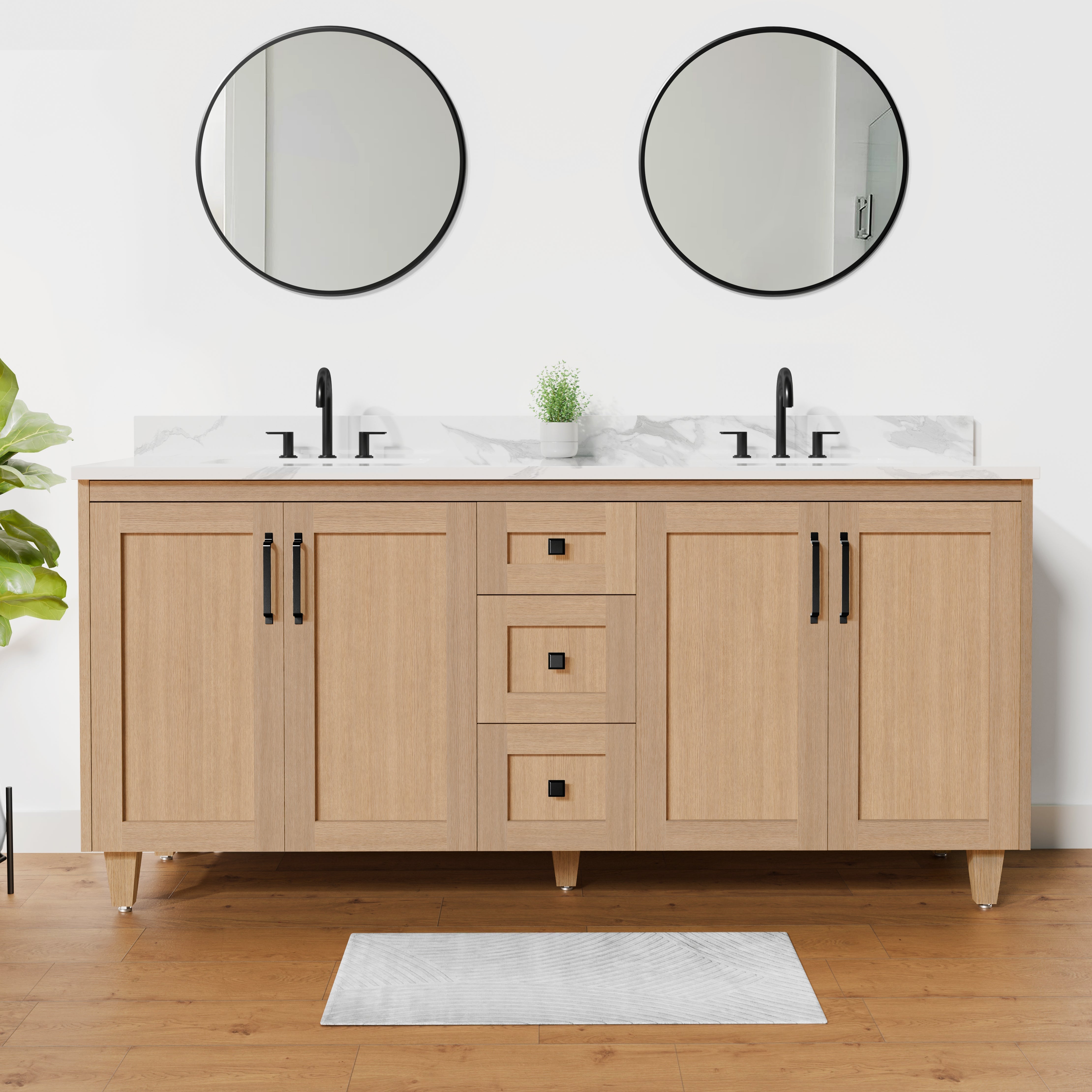 Arlo 72 Inch Double Sink Oak Wood Vanity - 72 Inch Vanity