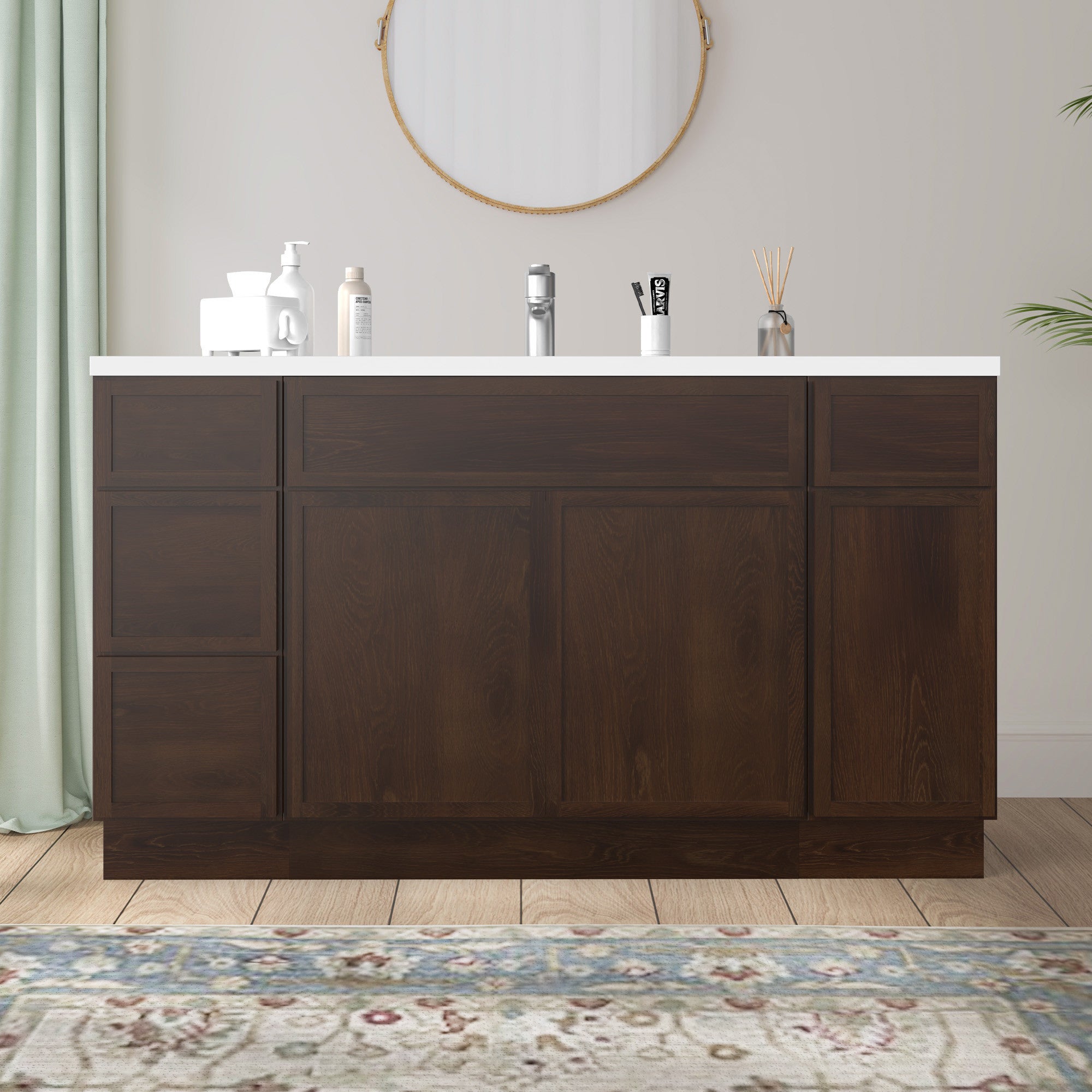 Vanity Art Alora 63" Wood Bathroom Vanity Cabinet without Top - 4 Draw